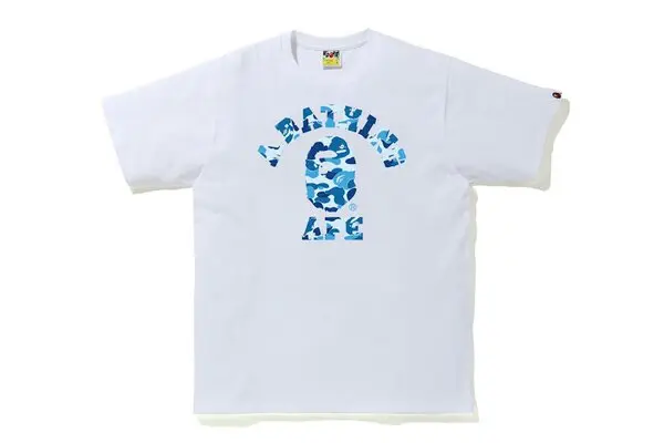 A BATHING APE Abc Camo College Tee Shirt - White/blue
