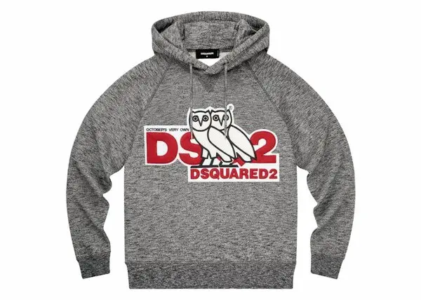 OVO X Dsquared2 Chenille Hoodie - Heather Grey