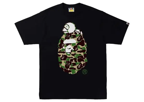 A BATHING APE Abc Camo Milo On Big Ape Tee Shirt - Black/green