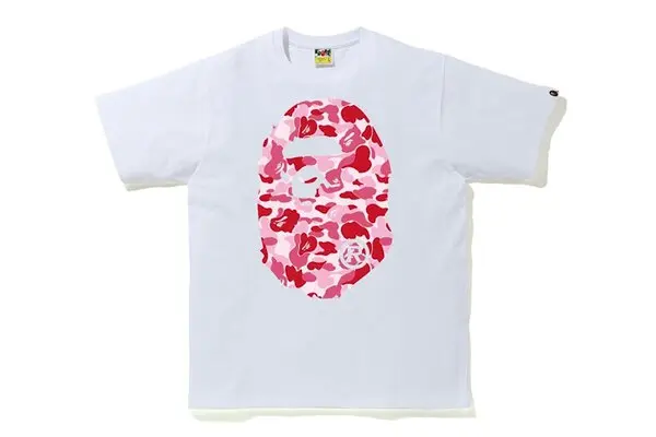 A BATHING APE Abc Camo Big Ape Head Tee Shirt - White/pink