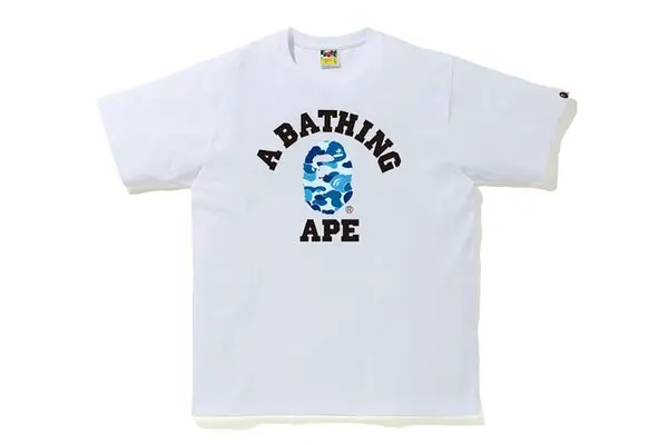 A BATHING APE Abc Camo College Tee Shirt - White/blue