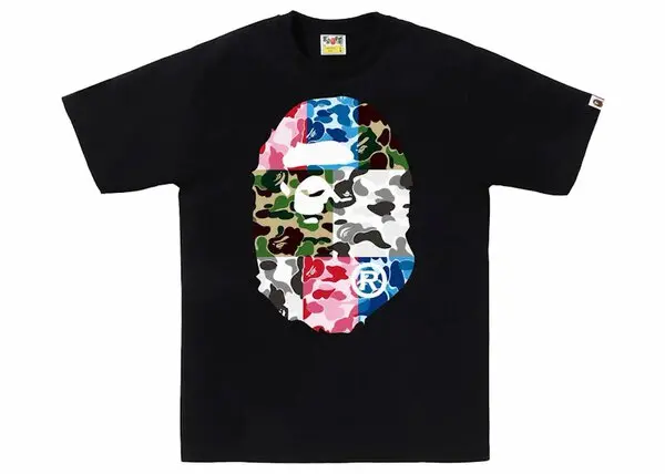 A BATHING APE Abc Camo Crazy Big Ape Head Tee Shirt - Black