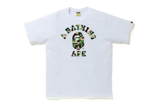 A BATHING APE Abc Camo College Tee Shirt - White/green