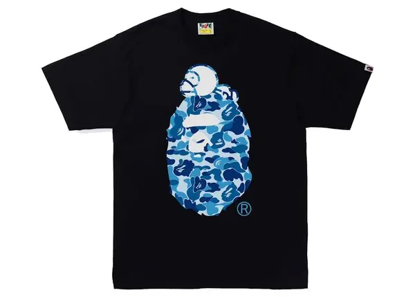 A BATHING APE Abc Camo Milo On Big Ape Tee Shirt - Black/blue