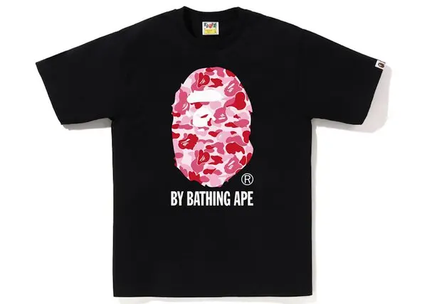 A BATHING APE Abc Camo Bathing Ape Tee Shirt - Black/pink