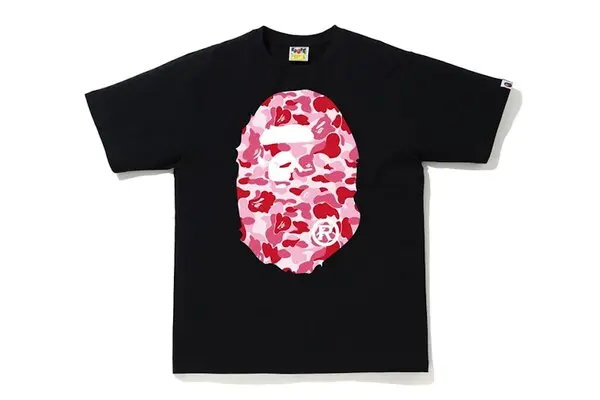 A BATHING APE Abc Camo Big Ape Head Tee Shirt - Black/pink