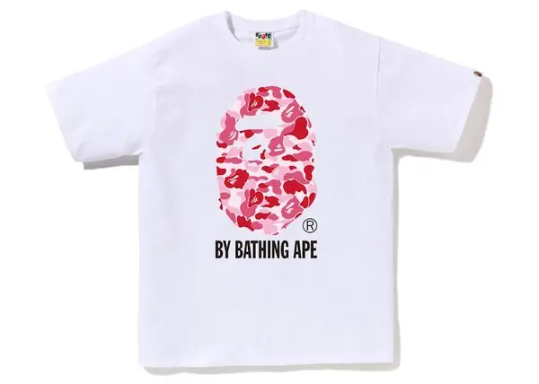 A BATHING APE Abc Camo Bathing Ape Tee Shirt - White/pink