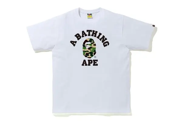 A BATHING APE Abc Camo College Tee Shirt - White/green