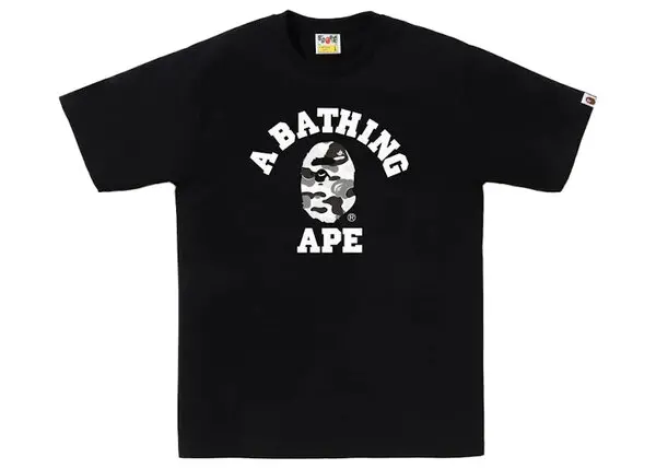 A BATHING APE Abc Camo College Tee Shirt - Black/grey