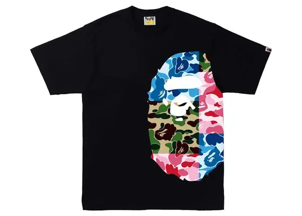 A BATHING APE Abc Camo Crazy Side Big Ape Head Tee Shirt - Black