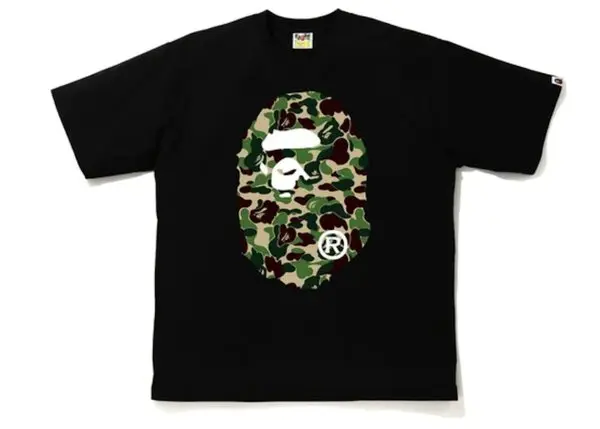 A BATHING APE Abc Camo Big Ape Head Relaxed Tee Shirt - Black/green