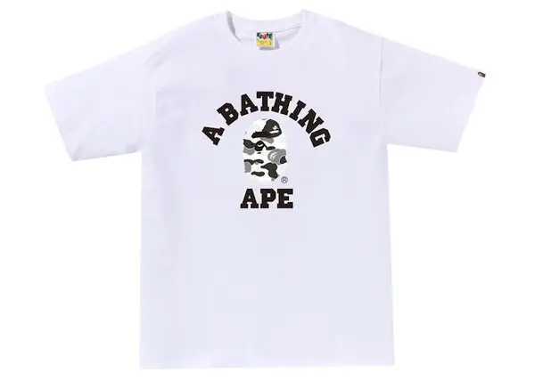 A BATHING APE Abc Camo College Tee Shirt - White/grey