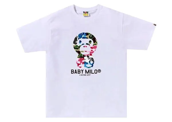 A BATHING APE Abc Camo Crazy Baby Milo Tee Shirt - White