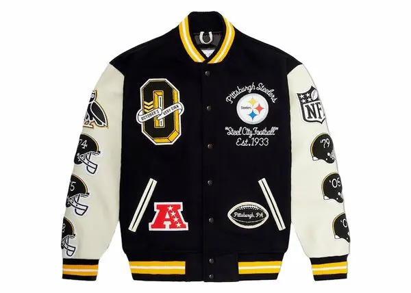 OVO X Nfl Pittsburgh Steelers Varsity Jacket - Black