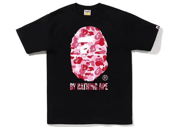 A BATHING APE Abc Camo Bathing Ape Tee Shirt - Black/pink