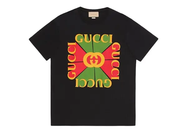 Gucci Oversized Vintage Logo Print T-shirt - Black/green/red