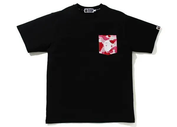 A BATHING APE Abc Camo Pocket Tee Shirt - Black/pink