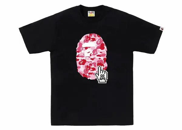 A BATHING APE Abc Camo Online Tee Shirt - Black/pink