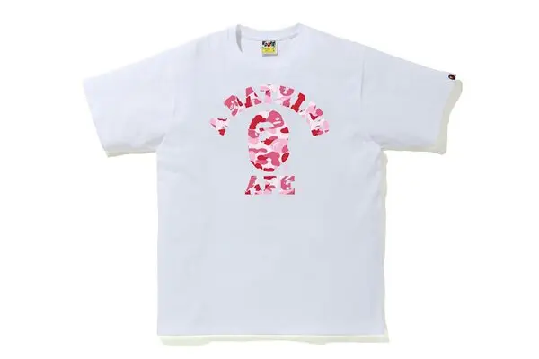 A BATHING APE Abc Camo College Tee Shirt - White/pink