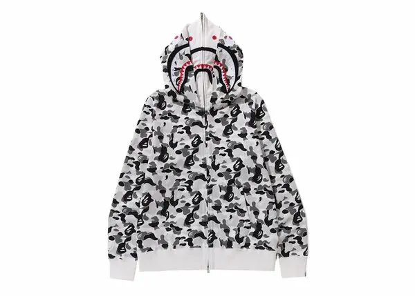 A BATHING APE Abc Camo Double Shark Full Zip Hoodie - Grey