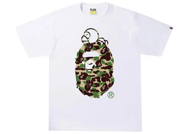 A BATHING APE Abc Camo Milo On Big Ape Tee Shirt - White/green