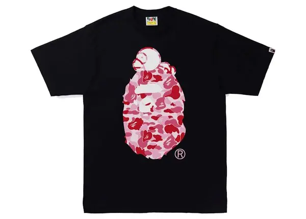 A BATHING APE Abc Camo Milo On Big Ape Tee Shirt - Black/pink