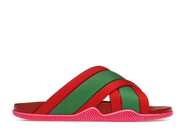 Gucci Web Rubber Slide - Green/red/pink