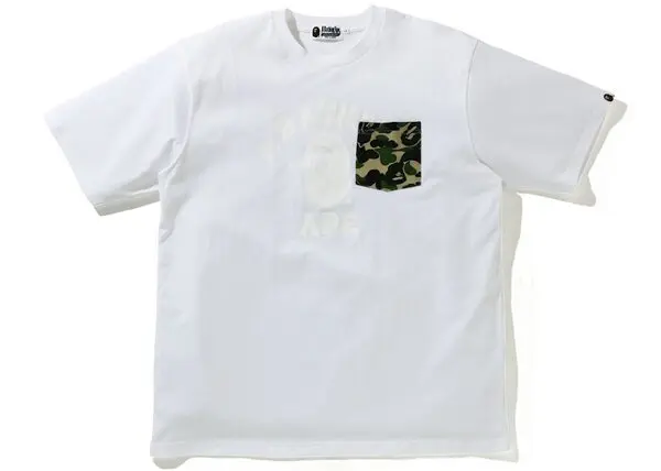 A BATHING APE Abc Camo College Relaxed Fit Pocket Tee Shirt - White