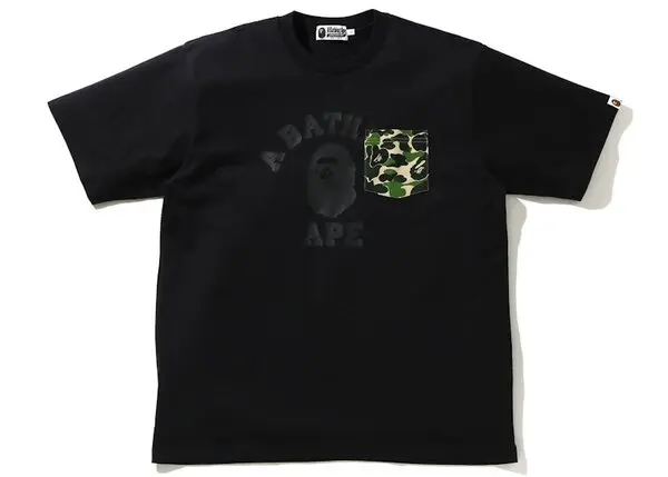A BATHING APE Abc Camo College Relaxed Fit Pocket Tee Shirt - Black