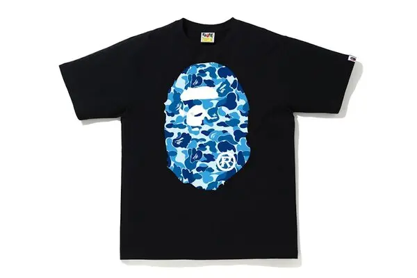 A BATHING APE Abc Camo Big Ape Head Tee Shirt - Black/blue