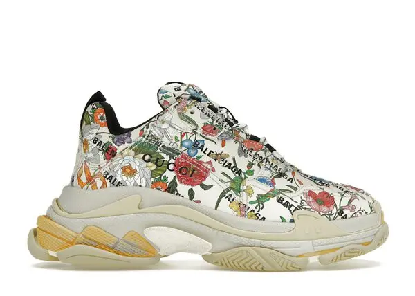 Gucci X Balenciaga The Hacker Project Triple S Sneakers - Flora Print/ivory
