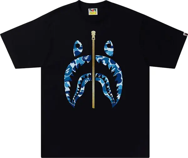 A BATHING APE Abc Camo Shark Tee Shirt - Black/blue (ss22)