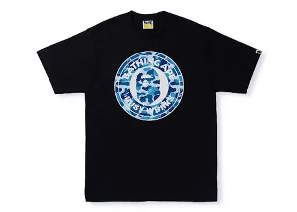 A BATHING APE Abc Camo Single Busy Works Tee Shirt - Black Blue