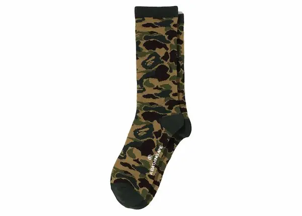 A BATHING APE Abc Camo Jacquard Socks - Green