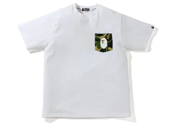 A BATHING APE Abc Camo Pocket Tee Shirt - White/green