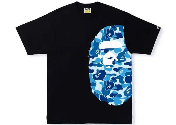 A BATHING APE Abc Camo Side Big Ape Head Tee Shirt - Black/blue