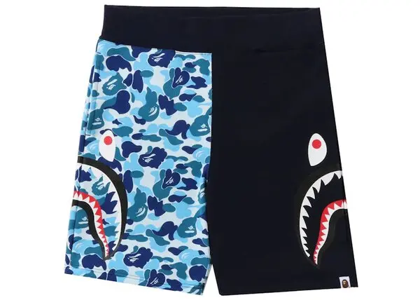 BAPE Abc Camo Side Shark Sweat Shorts - Blue