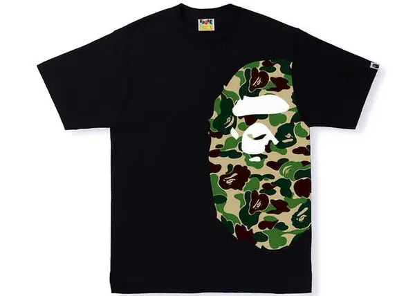 A BATHING APE Abc Camo Side Big Ape Head Tee Shirt - Black/green
