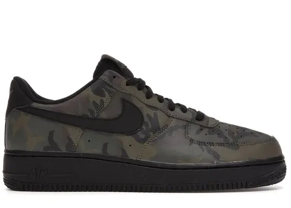 Nike Air Force 1 Low Reflective Woodland Camo Sneakers - Medium Olive/black