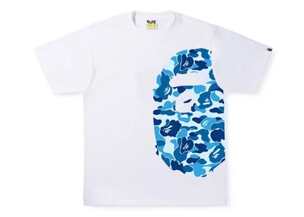 A BATHING APE Abc Camo Side Big Ape Head Tee Shirt - White/blue