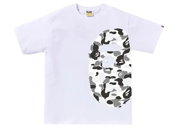 A BATHING APE Abc Camo Side Big Ape Head Tee Shirt - White/grey