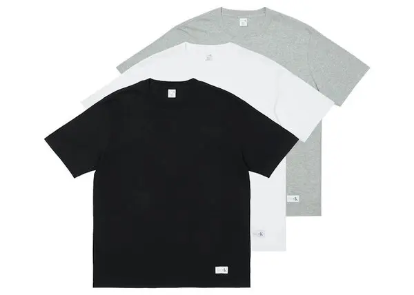 PALACE Ck1 Short Sleeve Crew Neck Tee Shirt - White/light Grey Heather/black