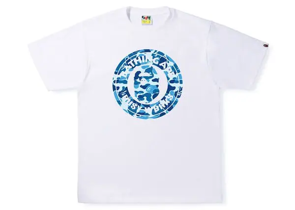 A BATHING APE Abc Camo Single Busy Works Tee Shirt - White Blue