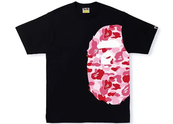 A BATHING APE Abc Camo Side Big Ape Head Tee Shirt - Black Pink