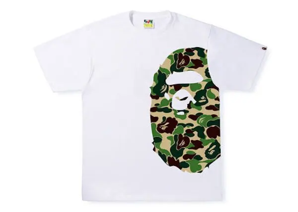 A BATHING APE Abc Camo Side Big Ape Head Tee Shirt - White Green