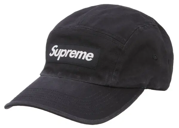 Supreme Washed Chino Twill Camp Cap - Black