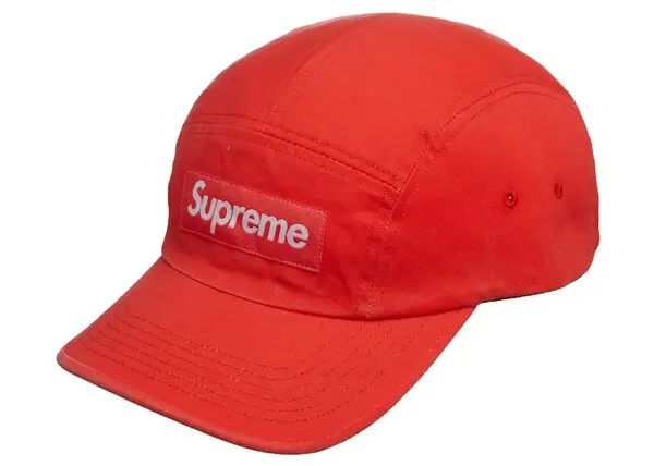 Supreme Washed Chino Twill Camp Cap - Neon Red