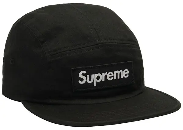Supreme Washed Chino Twill Camp Cap - Black