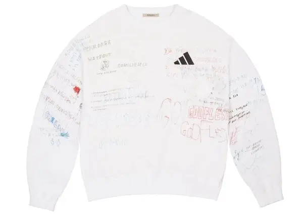 Yeezy Scribble Hand Drawn Crewneck Sweatshirt - Arctic