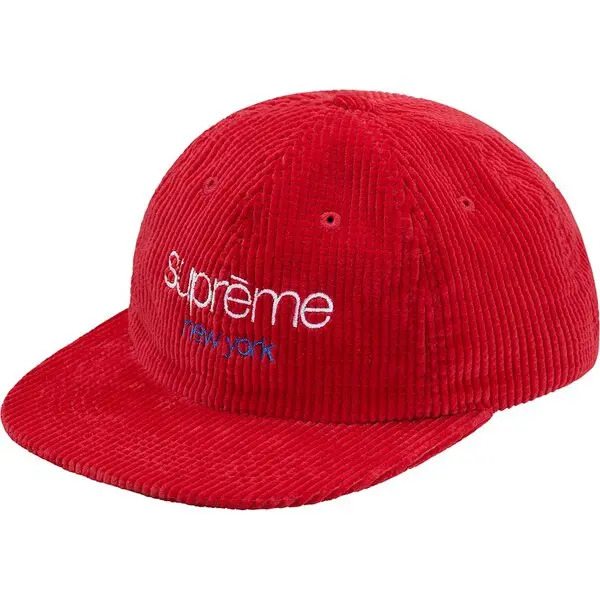 Supreme Waffle Cord Classic Logo 6-panel Cap - Red